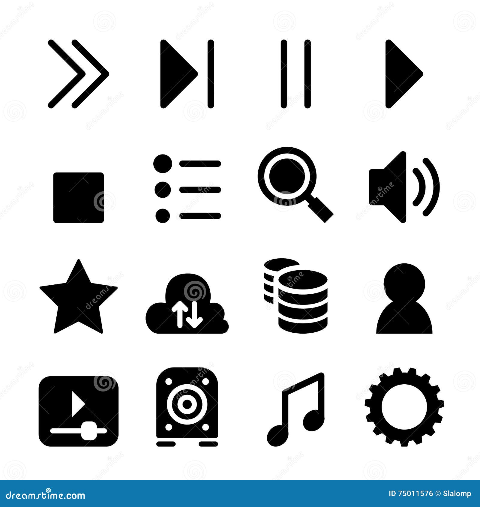 Media player icon set stock vector. Illustration of panel - 75011576