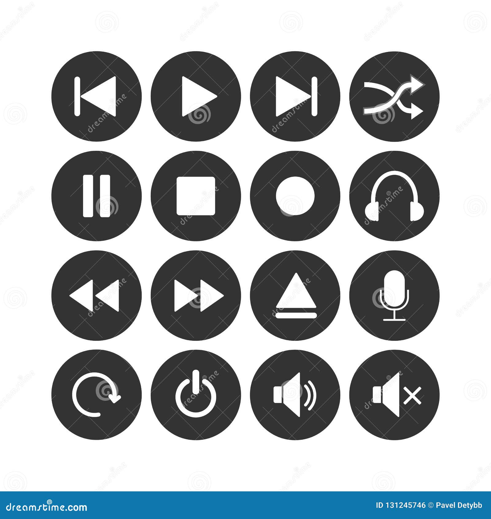 Media Player Icon Set. Vector Illustration, Flat Design. Stock ...