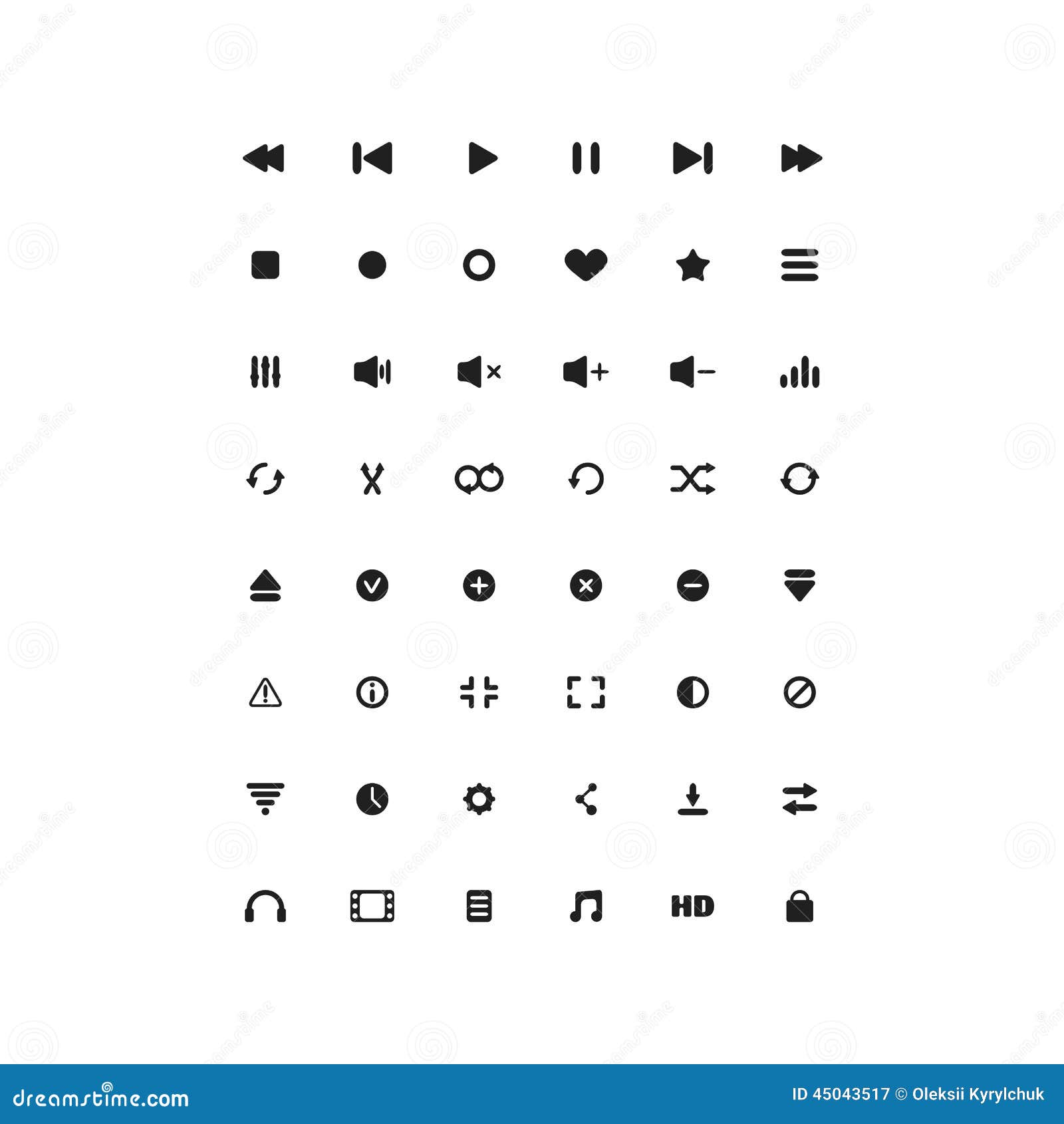 Media Player Icons. Arrows. Stock Vector - Illustration of multimedia ...