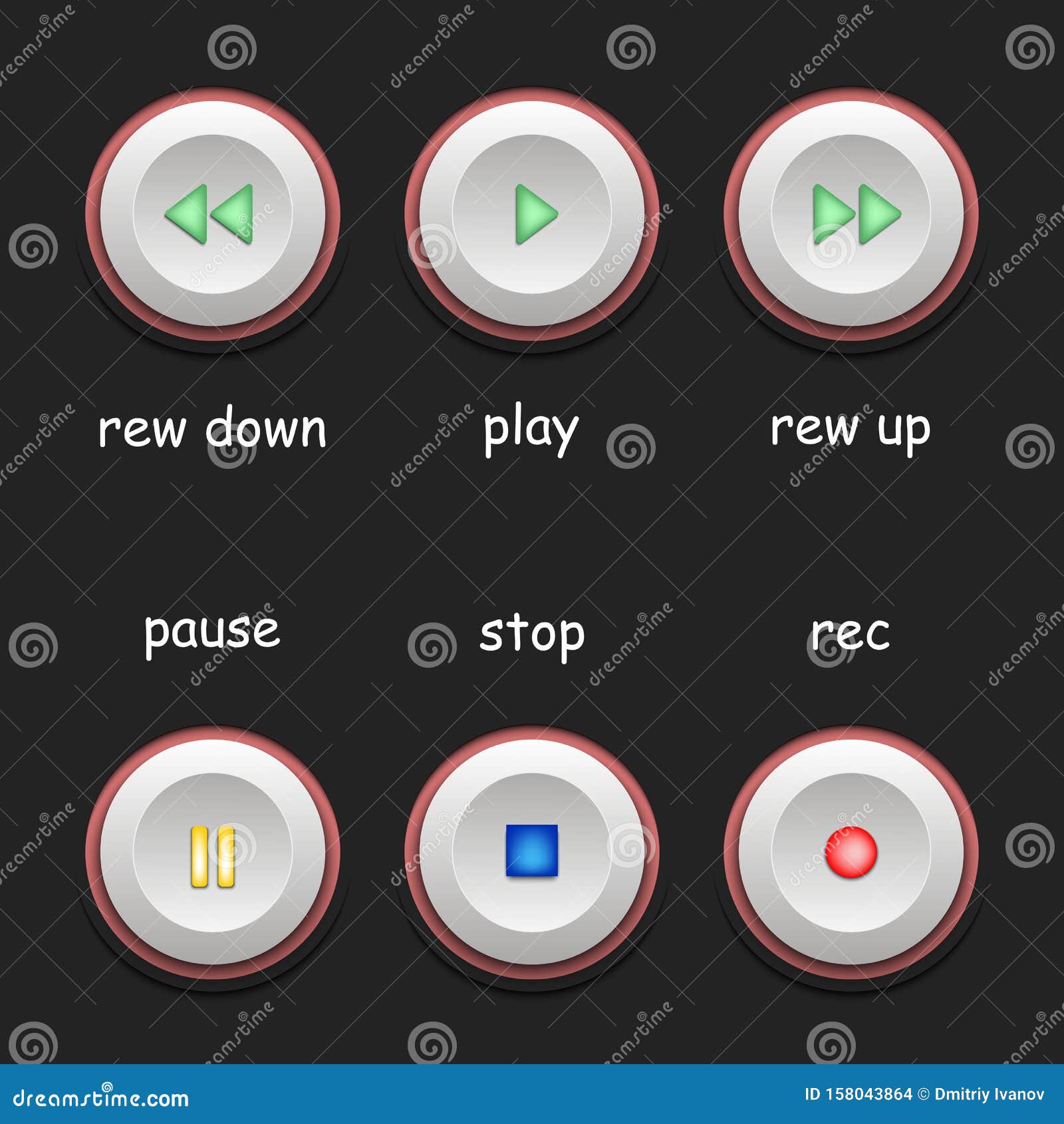 Media Player Icons. Player Buttons Set Stock Vector - Illustration of ... Media Player Icons. Player Buttons Set Stock Vector - Illustration of ...