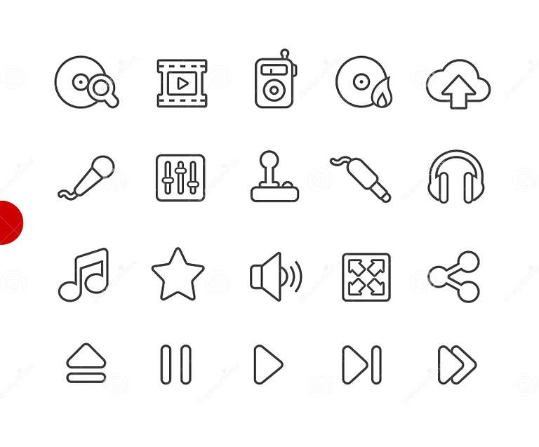 Media Player Icons // Red Point Series Stock Vector - Illustration of ...