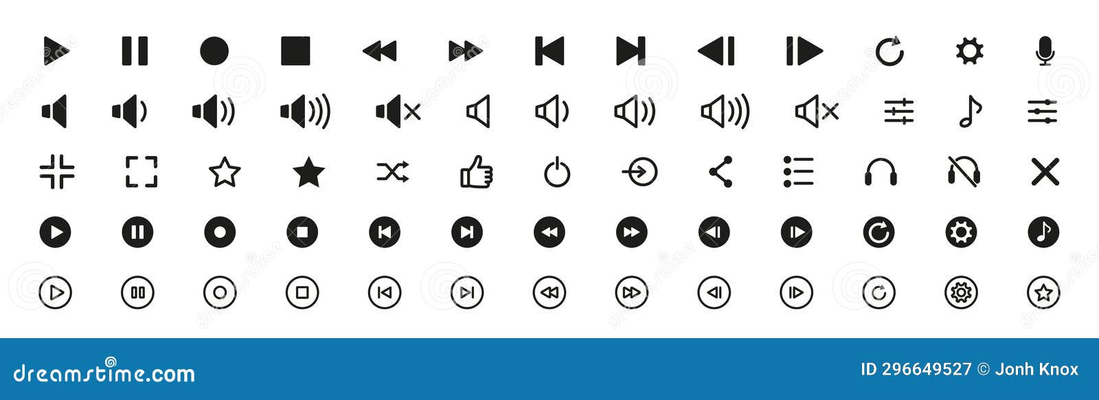 Media Player Icons Set. Media Player Interface Symbols Set Stock Vector ...