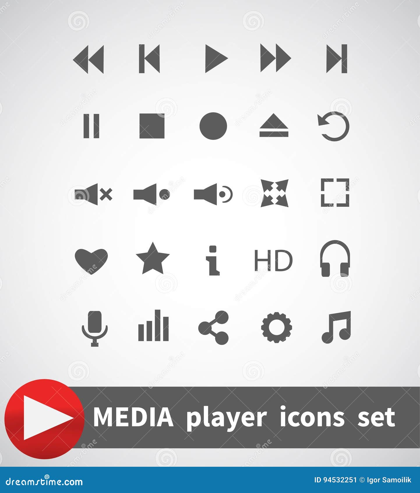 Media Player Icons Set. Multimedia. Isolated Stock Vector ...