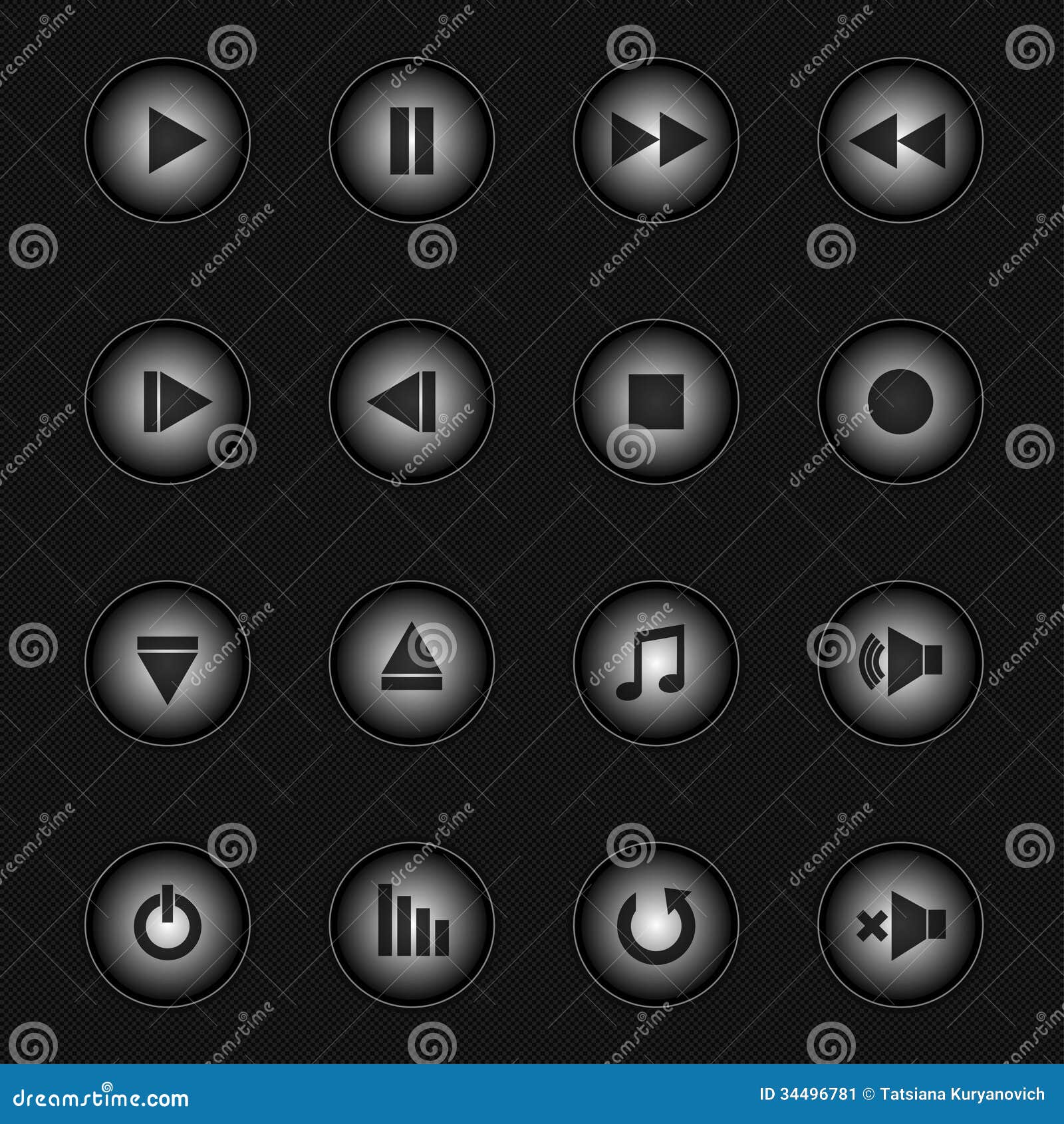 Media player icons set stock vector. Illustration of play - 34496781