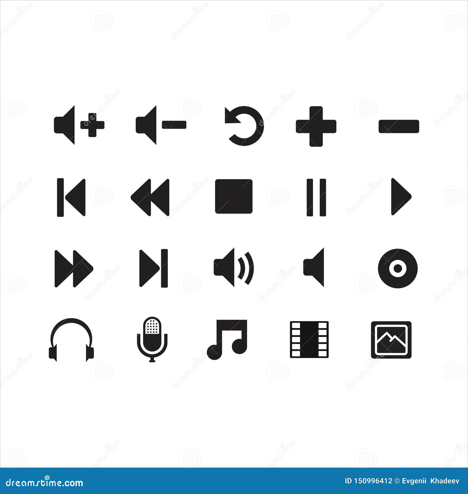Media player icons stock illustration. Illustration of guitar - 150996412
