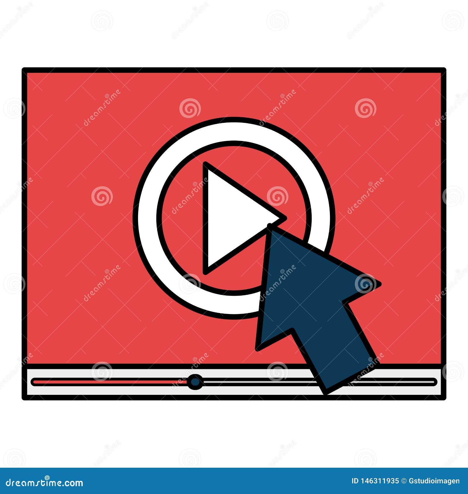 Media Player Interface with Cursor Stock Illustration - Illustration of ...