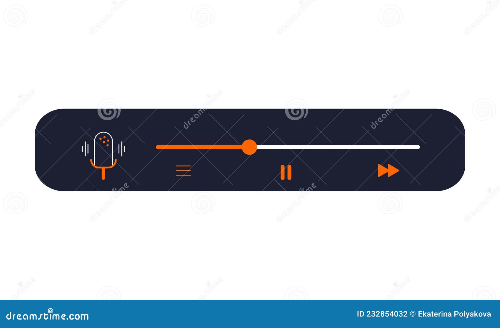 Media Player Interface for Software App with Buttons, Loading Indicator and Microphone Stock ...