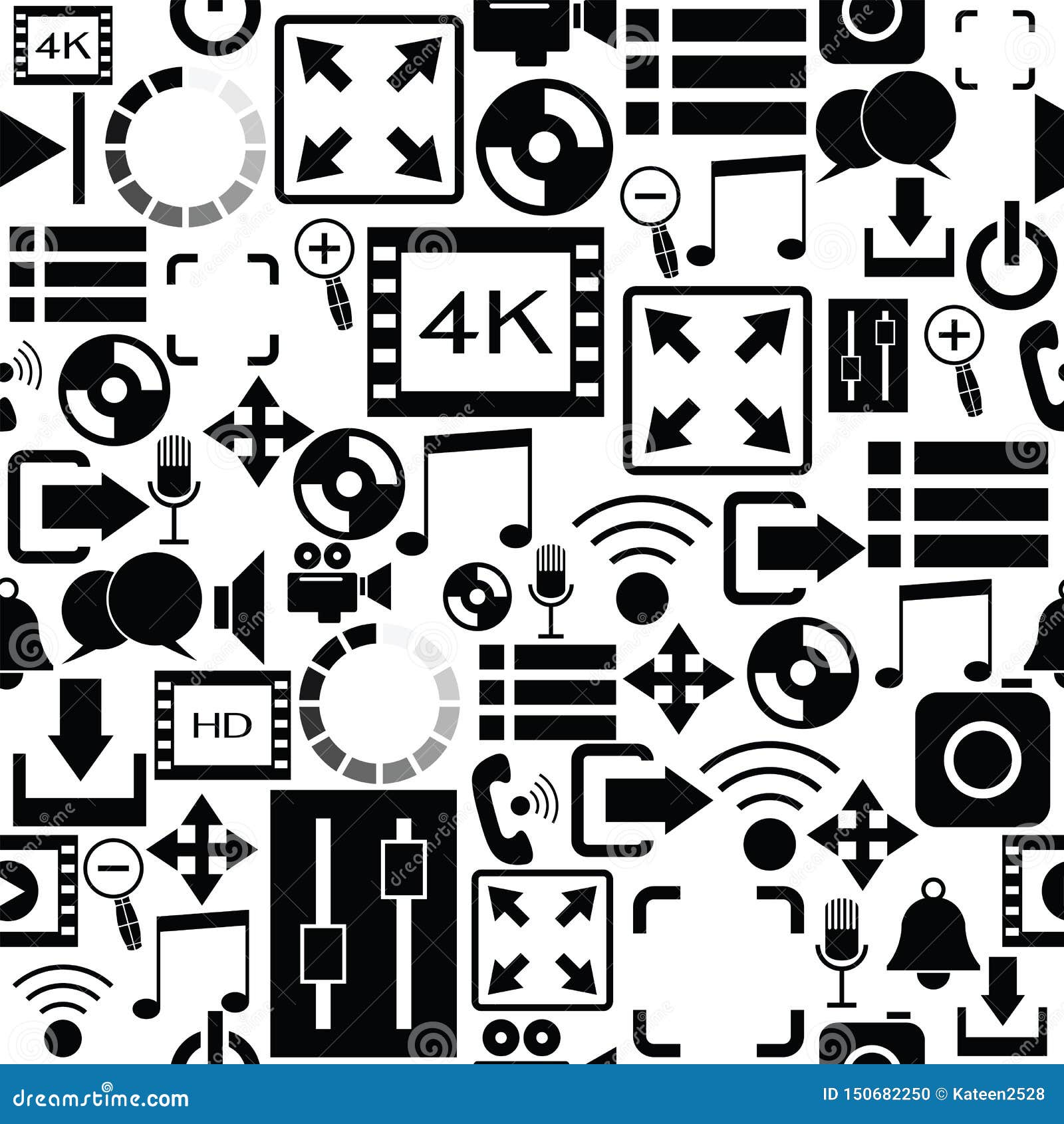 Media Player Seamless Pattern Background Icon Stock Vector ...