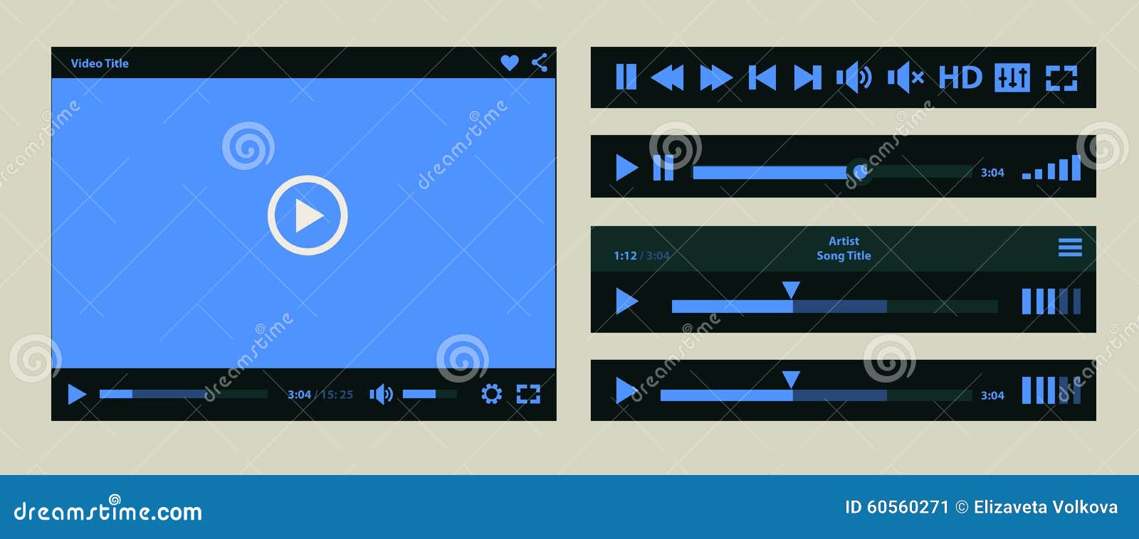 Media player template stock vector. Illustration of play - 60560271