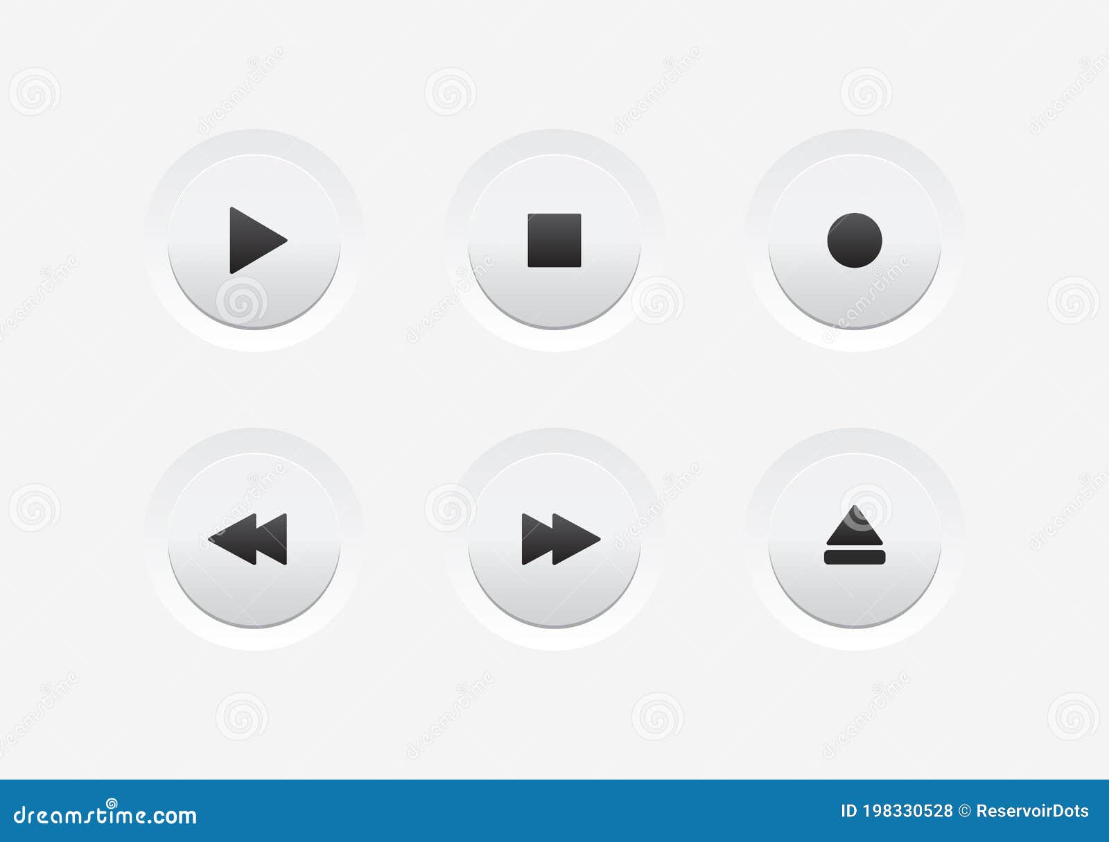 Media Player UI Buttons stock vector. Illustration of shiny - 198330528