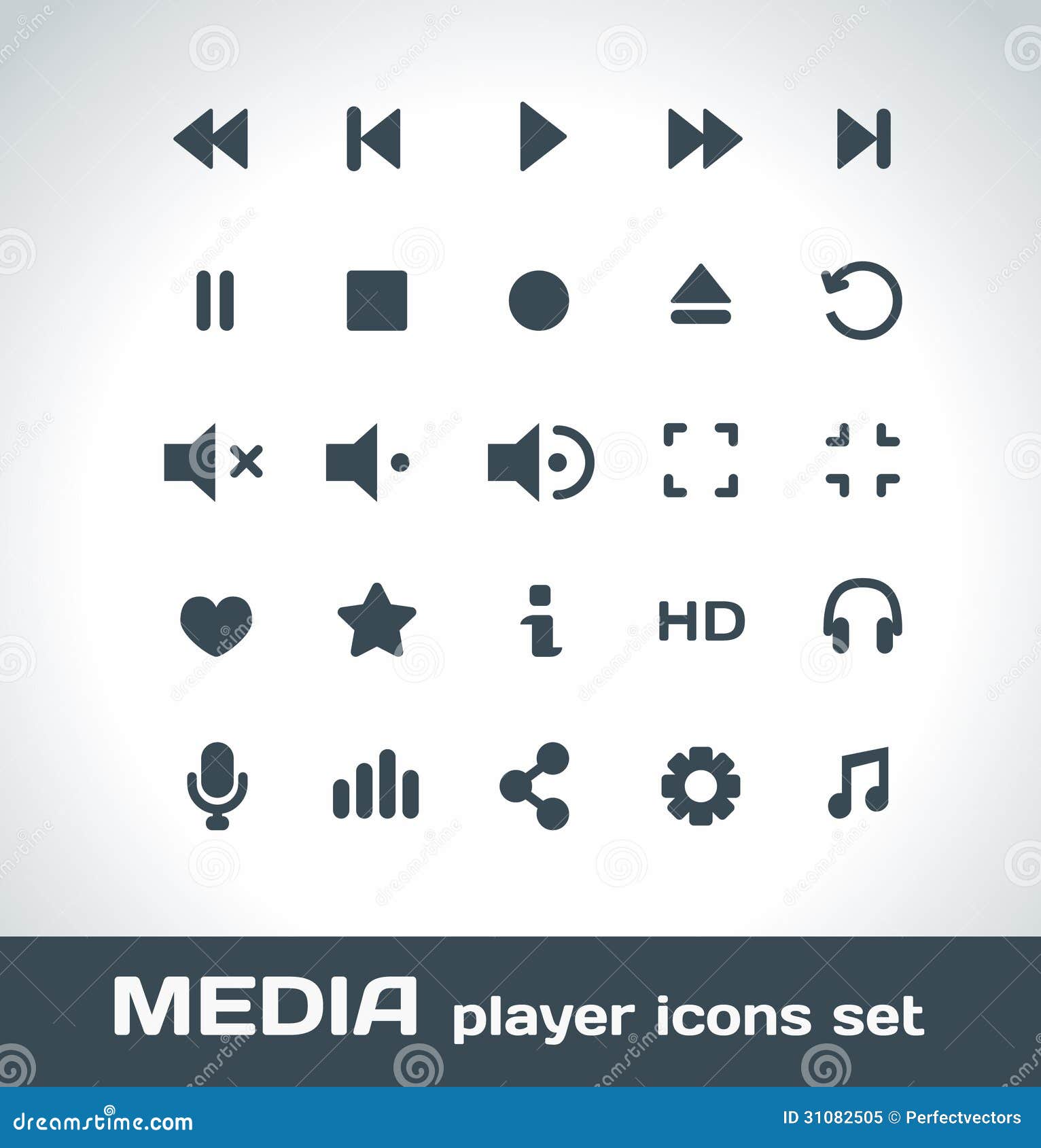 Media Player Vector Icons Set Stock Illustration - Illustration of ...