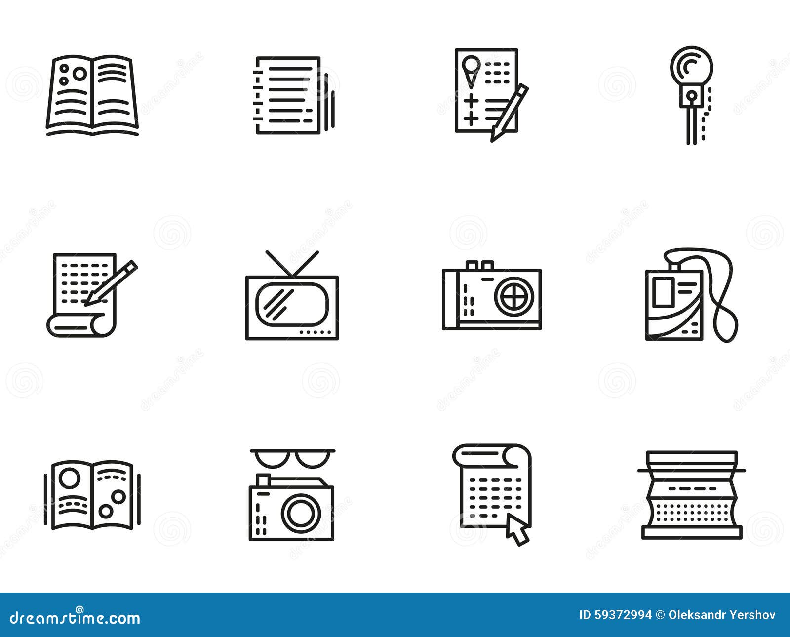 Media Publishing Simple Line Style Icons Stock Illustration ...