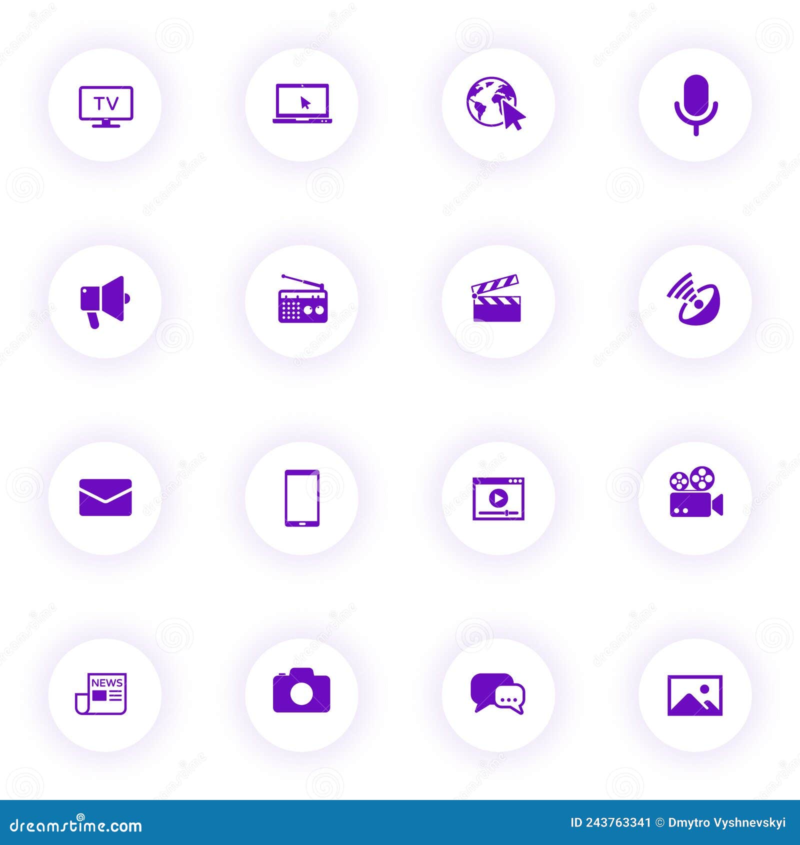 Media Purple Color Vector Icons Stock Vector - Illustration of ...