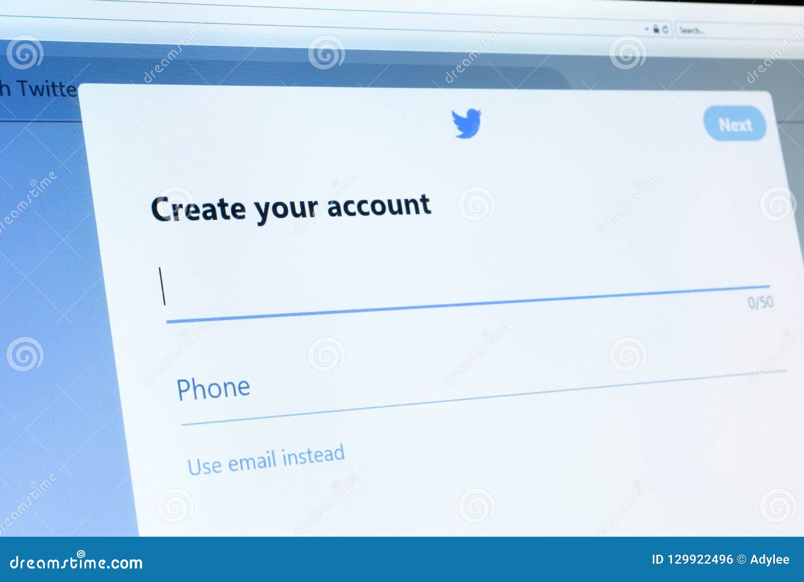 Twitter 1 create account editorial photo. Image of dating - 129922496