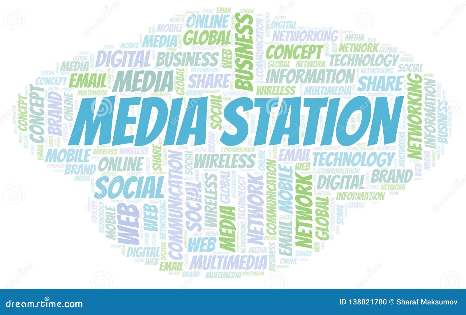 Media Station word cloud stock illustration. Illustration of tagcloud ...