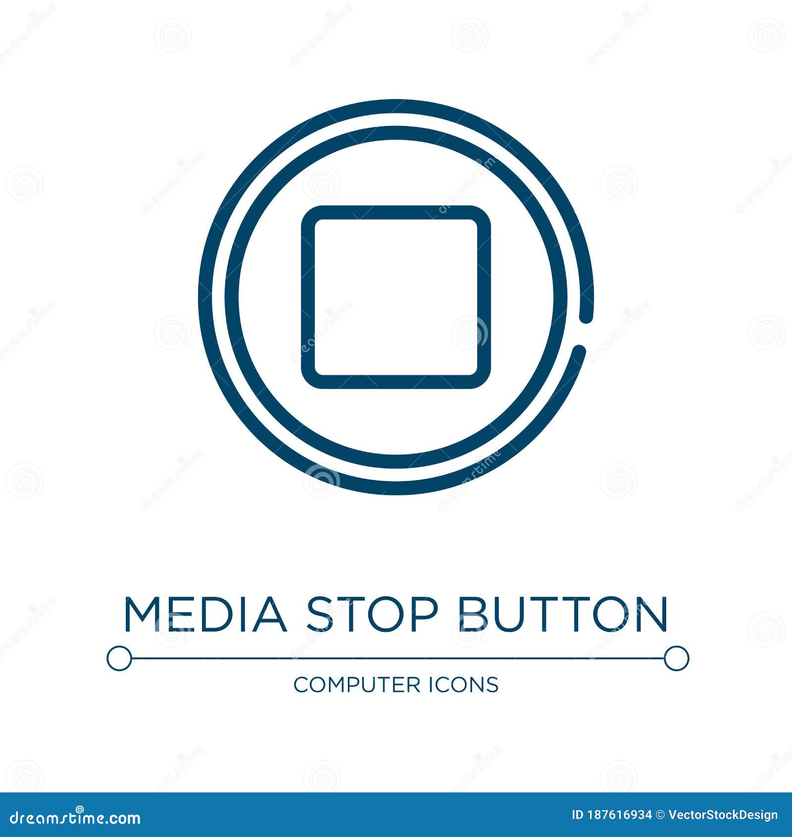 Media Stop Button Icon. Linear Vector Illustration from Computer and ...
