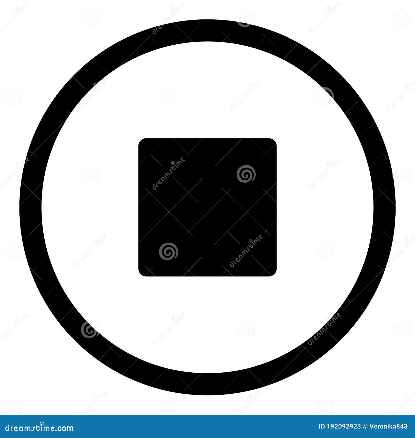 Media Stop Button. Outline Icon Vector Illustration Isolated on White ...