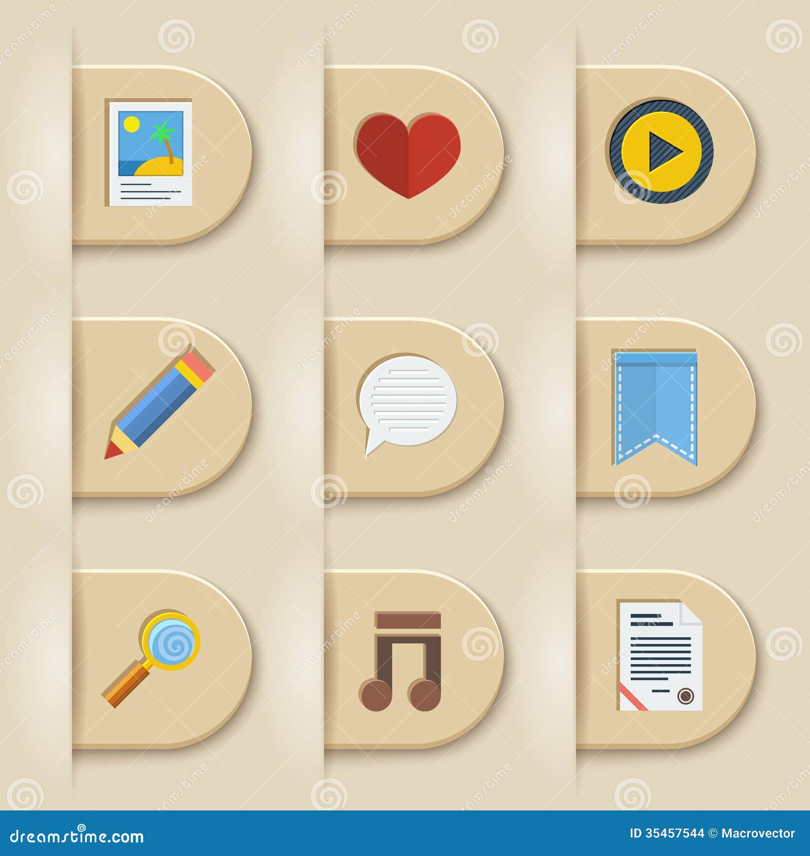 Media symbol on paper cuts stock vector. Illustration of music - 35457544