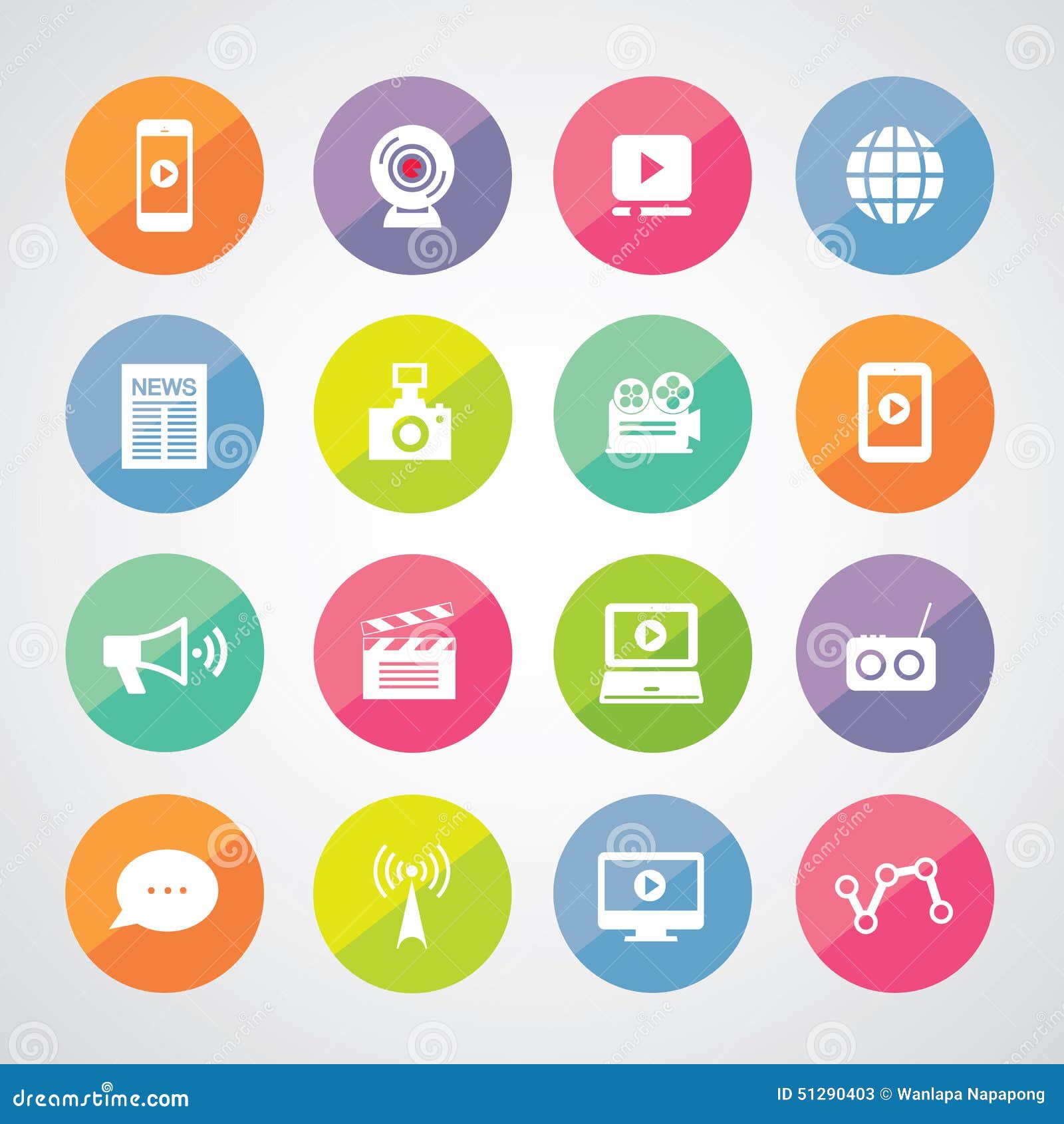 Media symbol set stock vector. Illustration of digital - 51290403