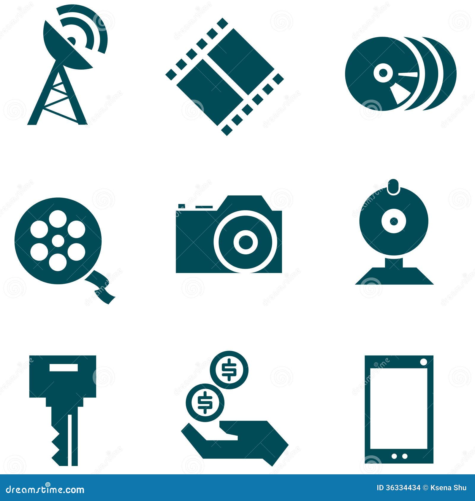 Media Technologies Icons Set Stock Vector - Illustration of data ...