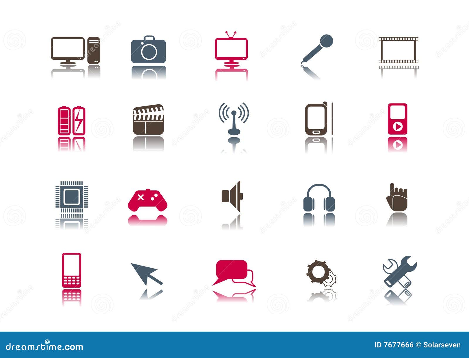 Media & Technology Icon Set | Clean Stock Vector - Illustration of icon ...