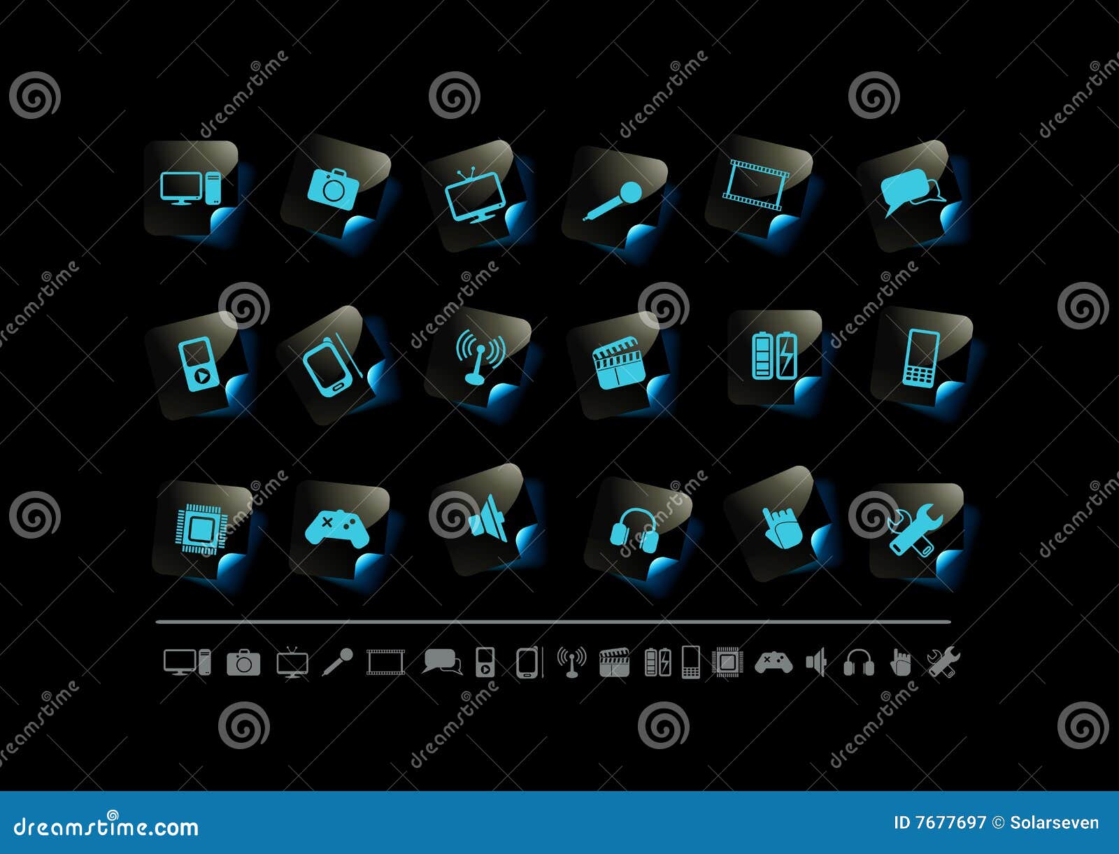 Media & Technology Icon Set | Sticky Stock Vector - Illustration of ...