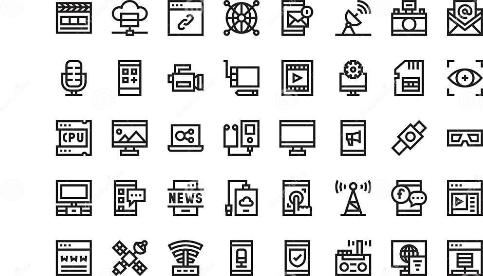 Media Technology Icons High-Quality Vector Icons Collection with ...
