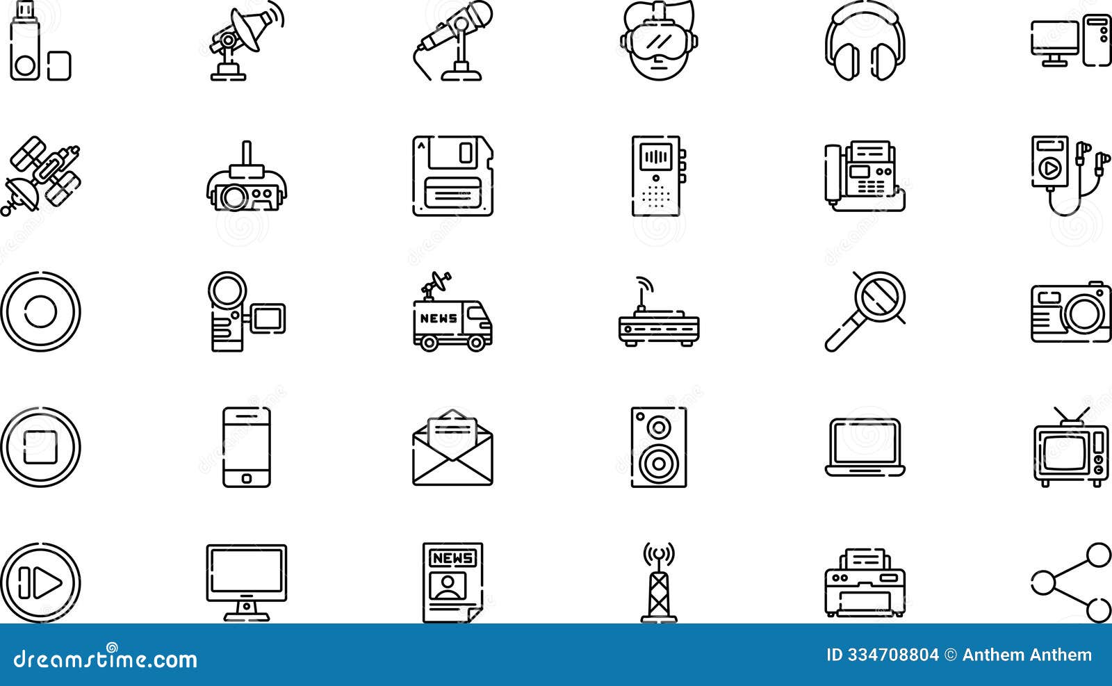 Media Technology Icons High-Quality Vector Icons Collection with ...