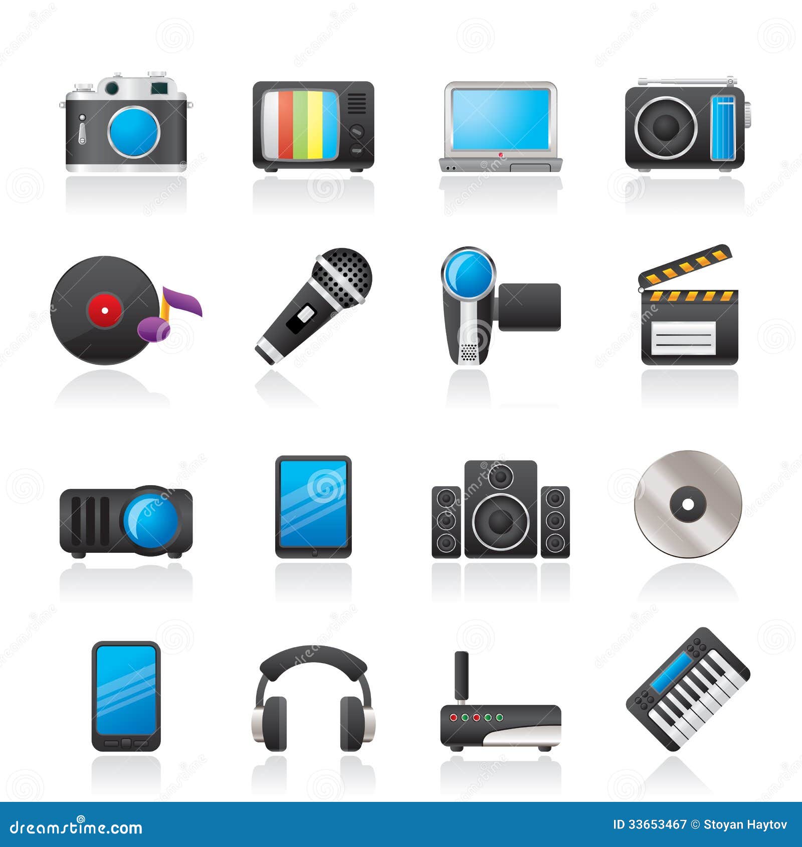 Media and technology icons stock vector. Illustration of industry ...