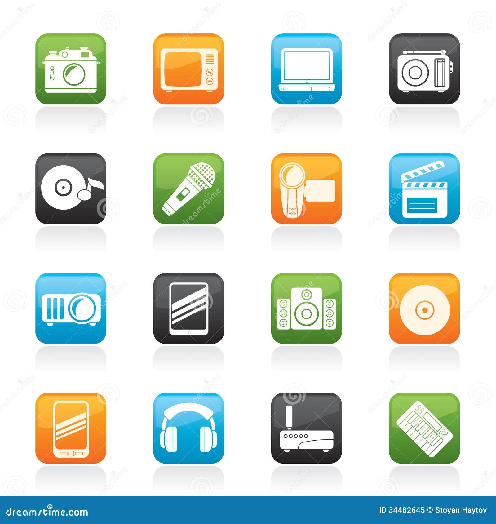 Media and technology icons stock vector. Illustration of icons - 34482645