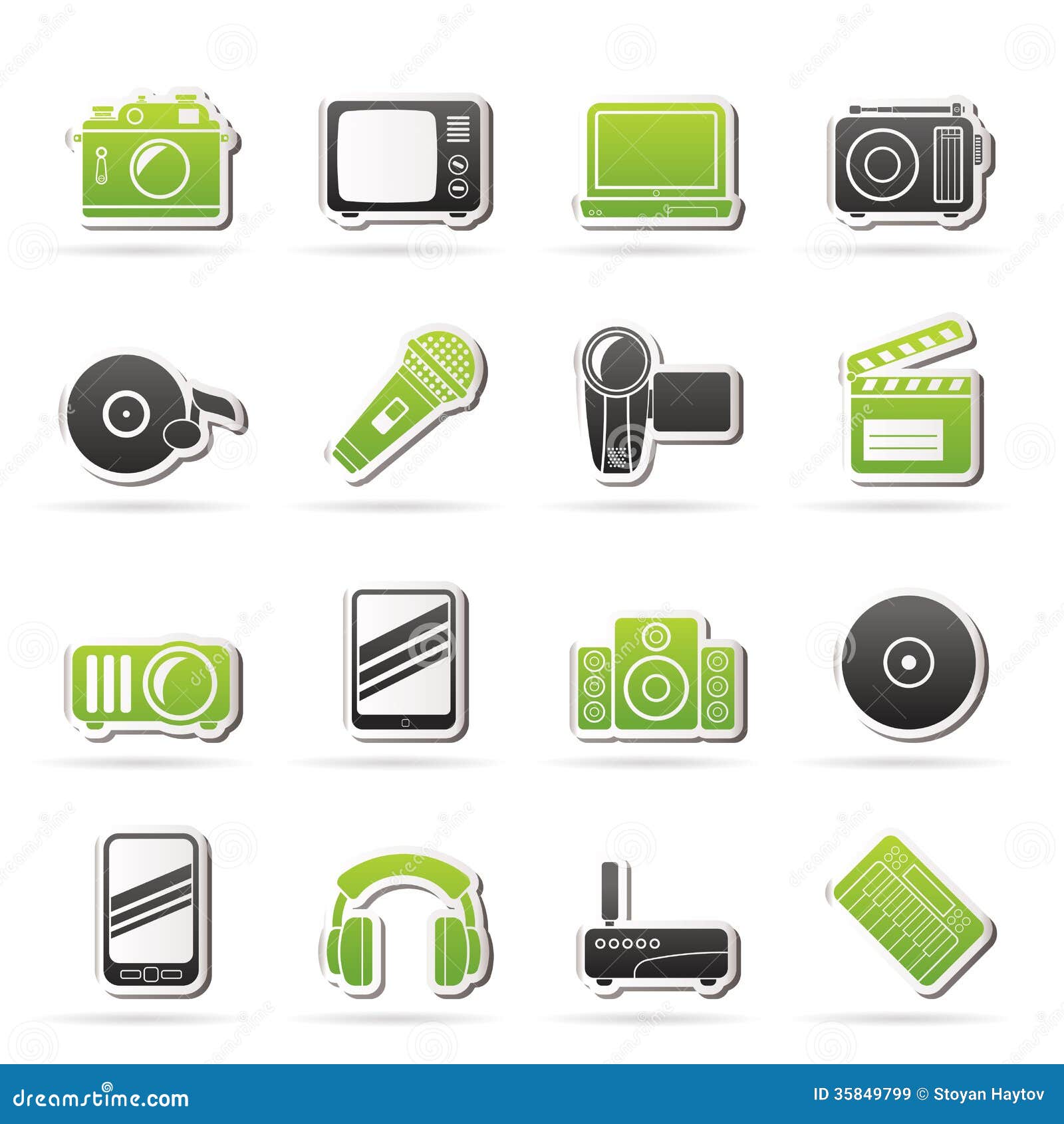 Media and technology icons stock vector. Illustration of phone - 35849799