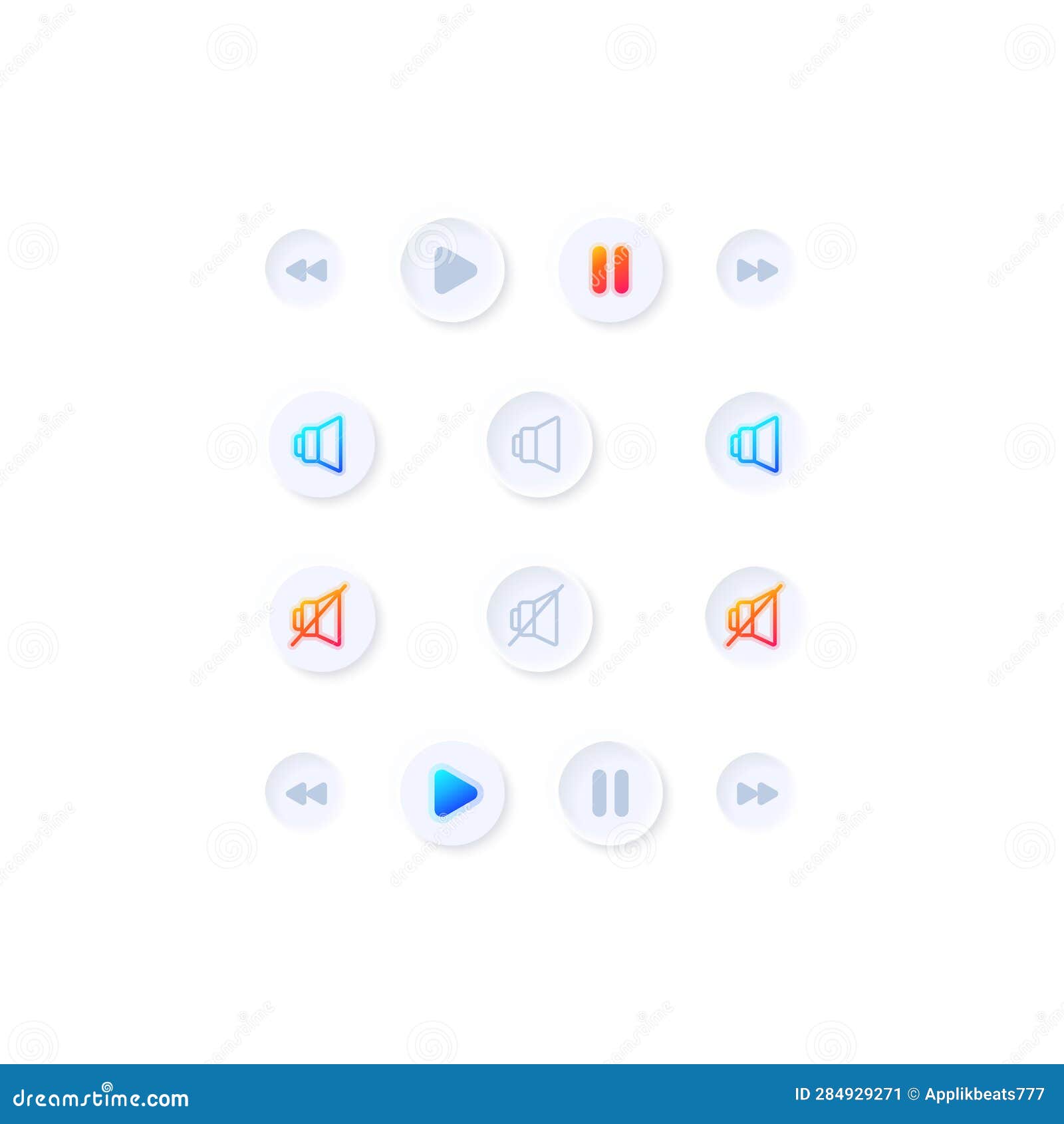 Media UI elements kit stock vector. Illustration of mode - 284929271