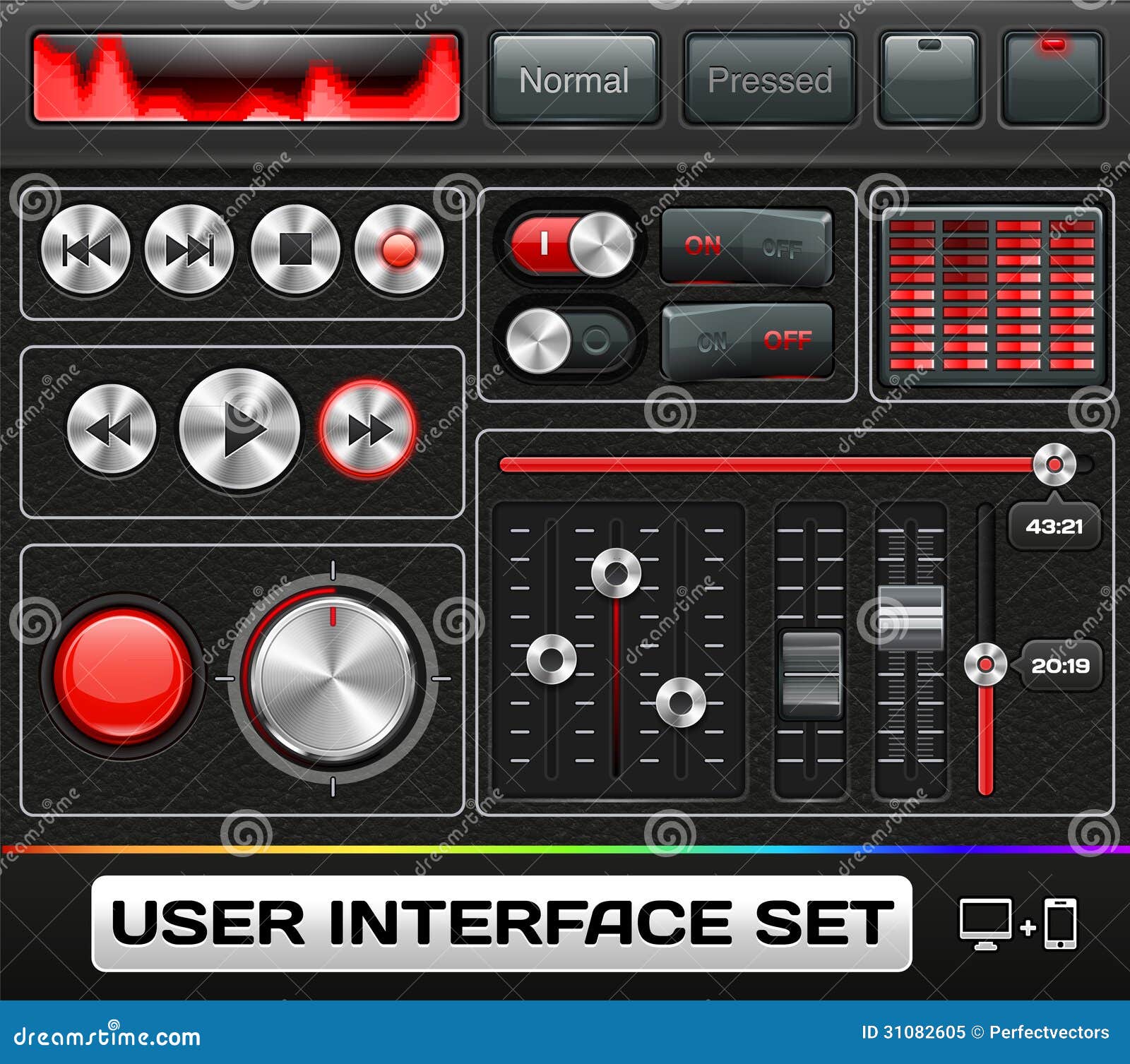 Media User Interface for Web and Mobile Stock Vector - Illustration of ...