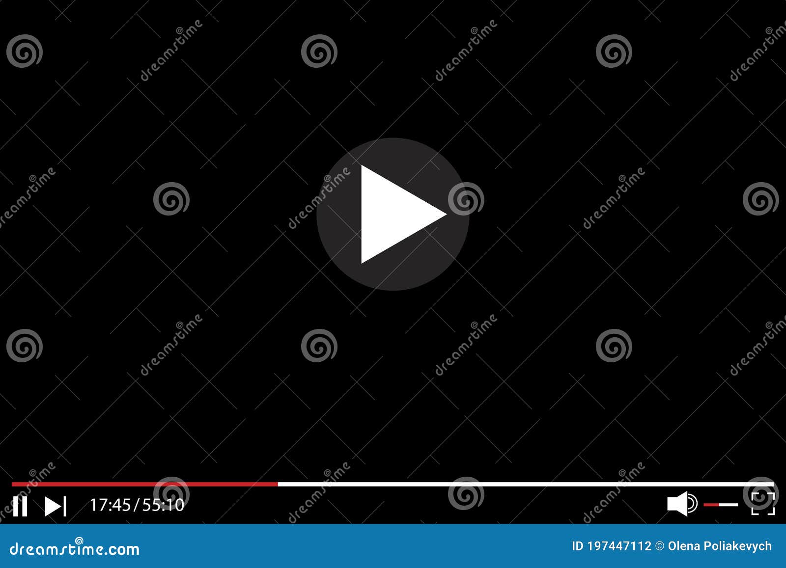 Media Video Player. Playing Player Interface with Buttons. Video Player ...