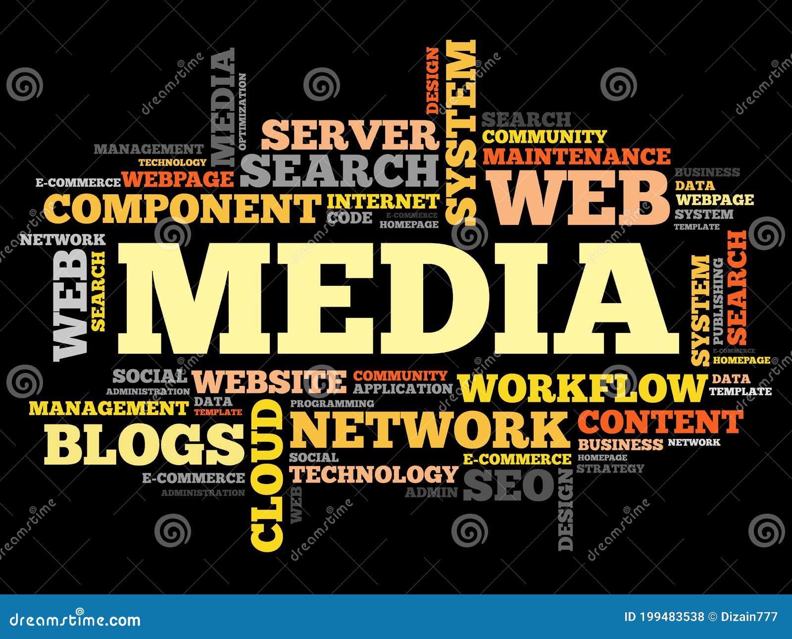 MEDIA word cloud stock illustration. Illustration of online - 199483538