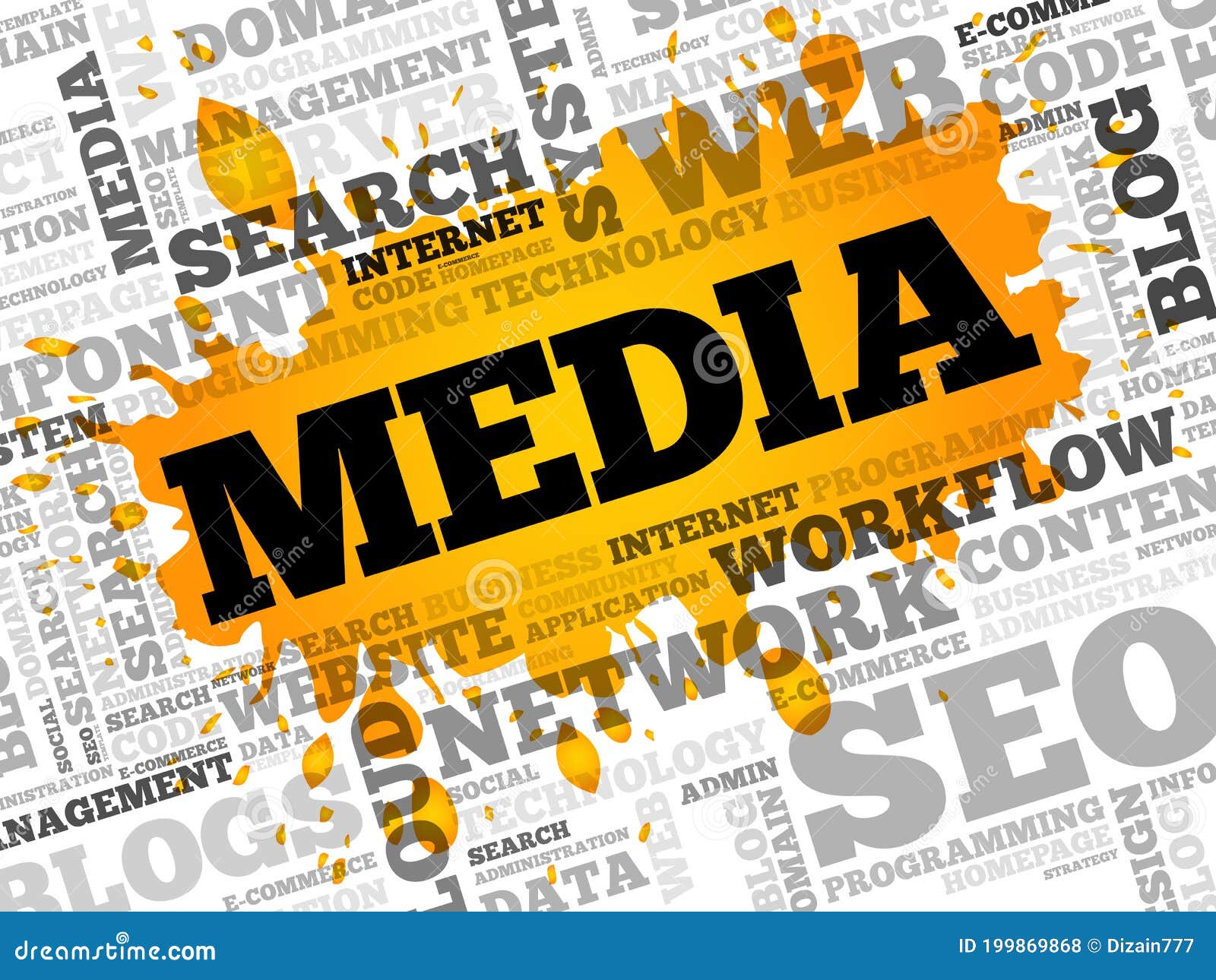 Media word cloud stock illustration. Illustration of form - 199869868