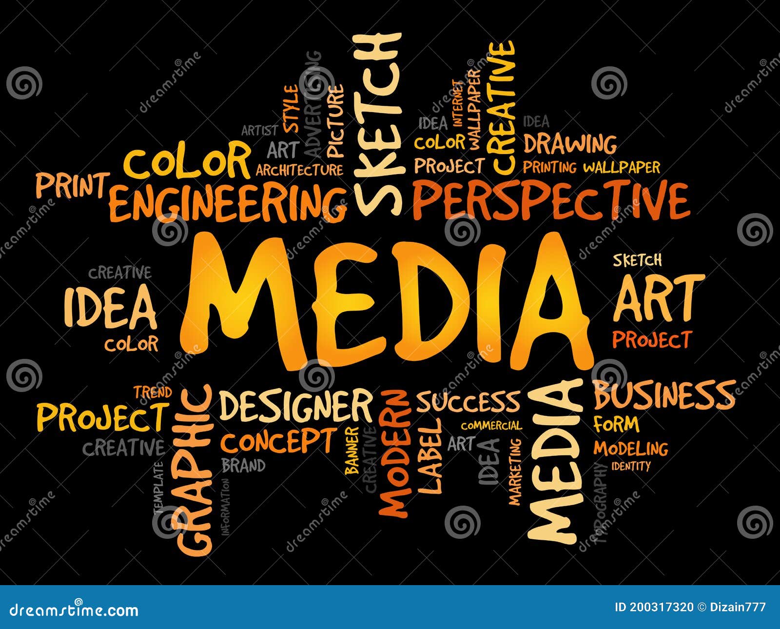 MEDIA word cloud stock illustration. Illustration of network - 200317320