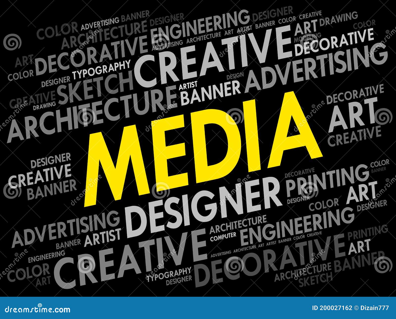 MEDIA word cloud stock illustration. Illustration of rank - 200027162