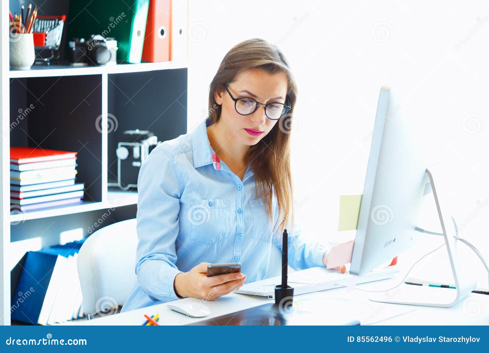 Media Worker Working at the Home Office Stock Photo - Image of ...