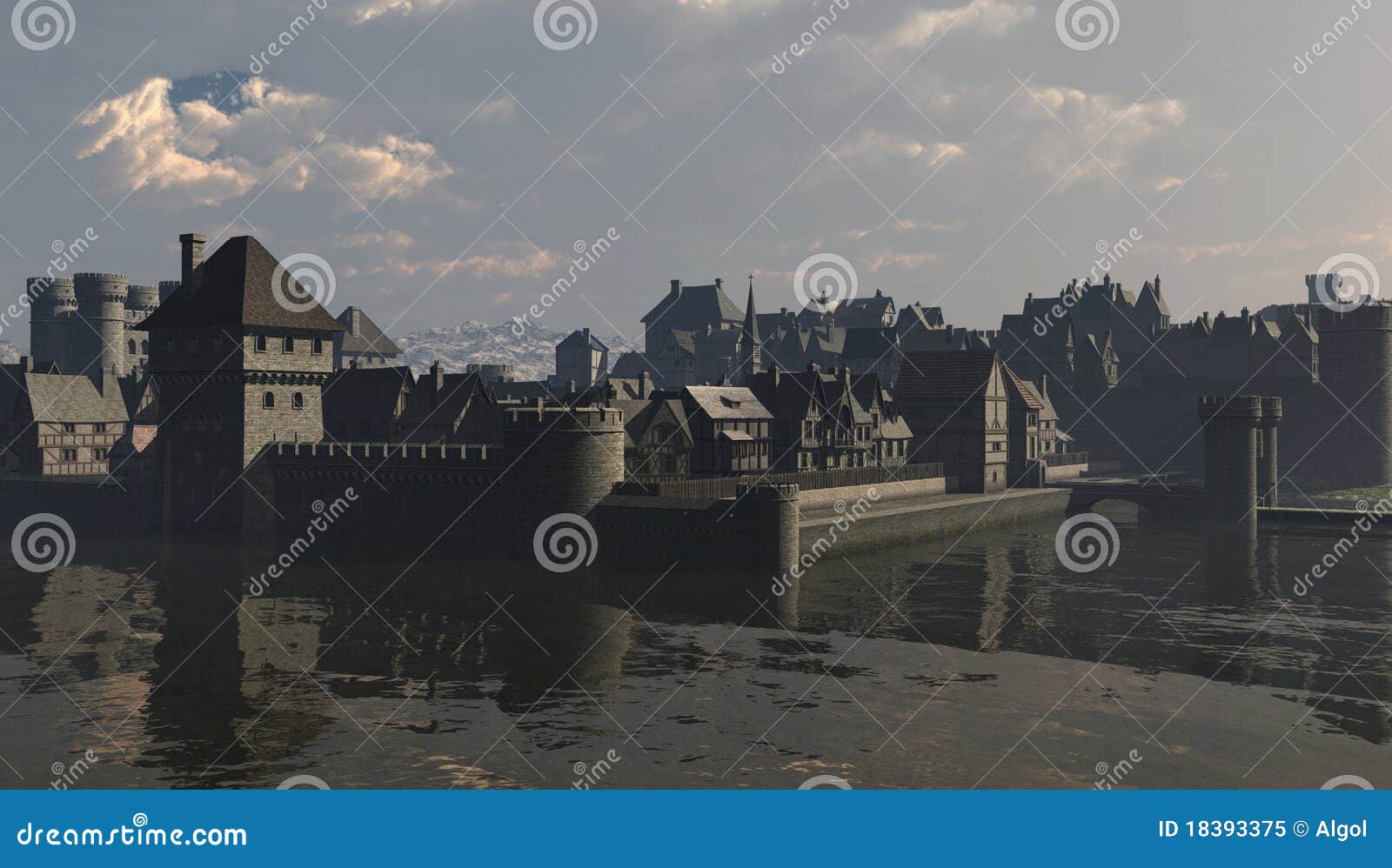 Mediaeval City Water Gate stock illustration. Illustration of european ...