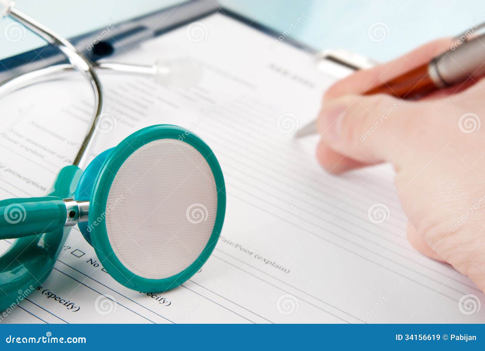 Medial Questionnaire in a Clipboard Stock Image - Image of stethoscope ...