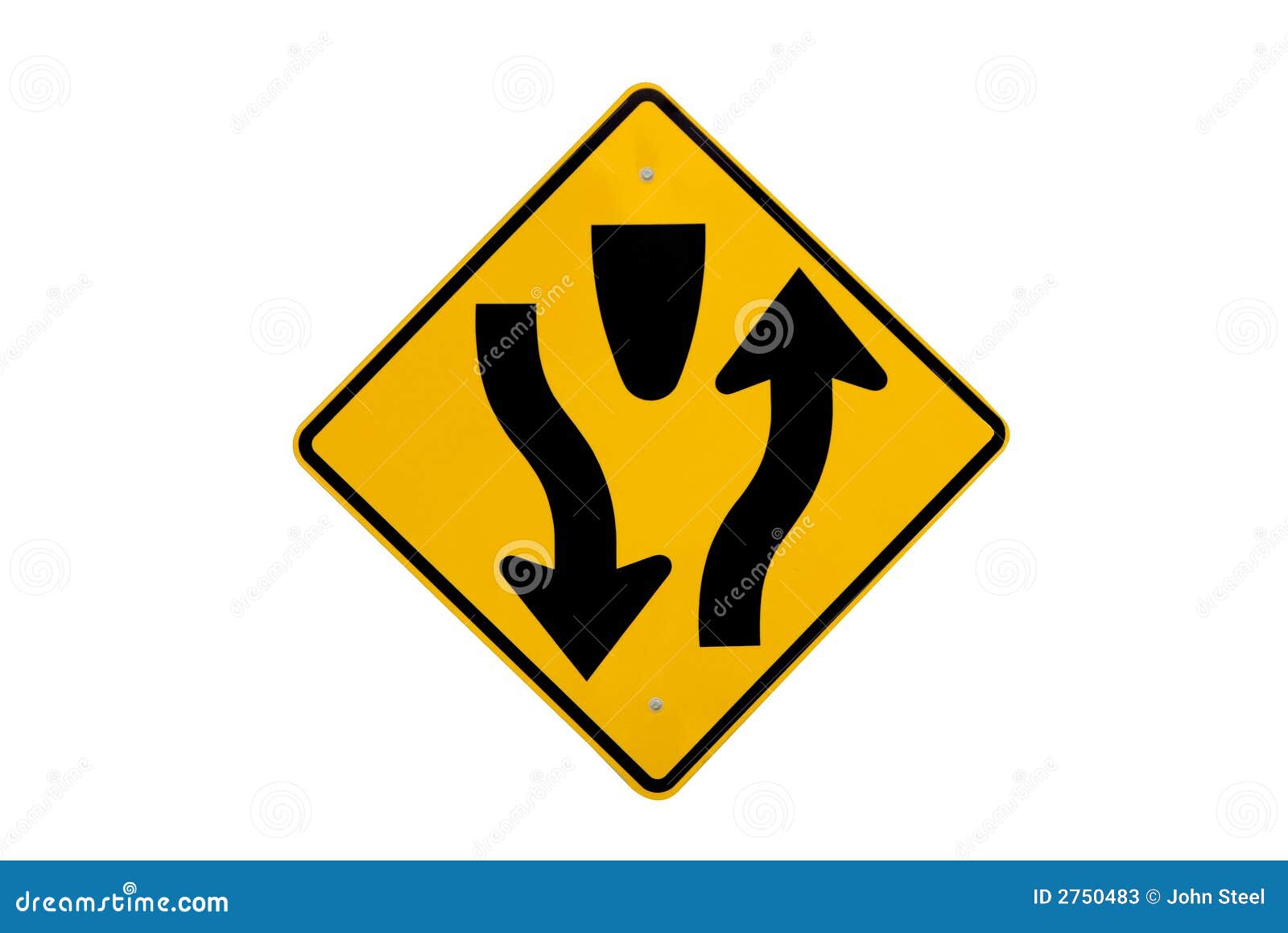 Median Ahead Road Sign Isolate Stock Photos - Image: 2750483