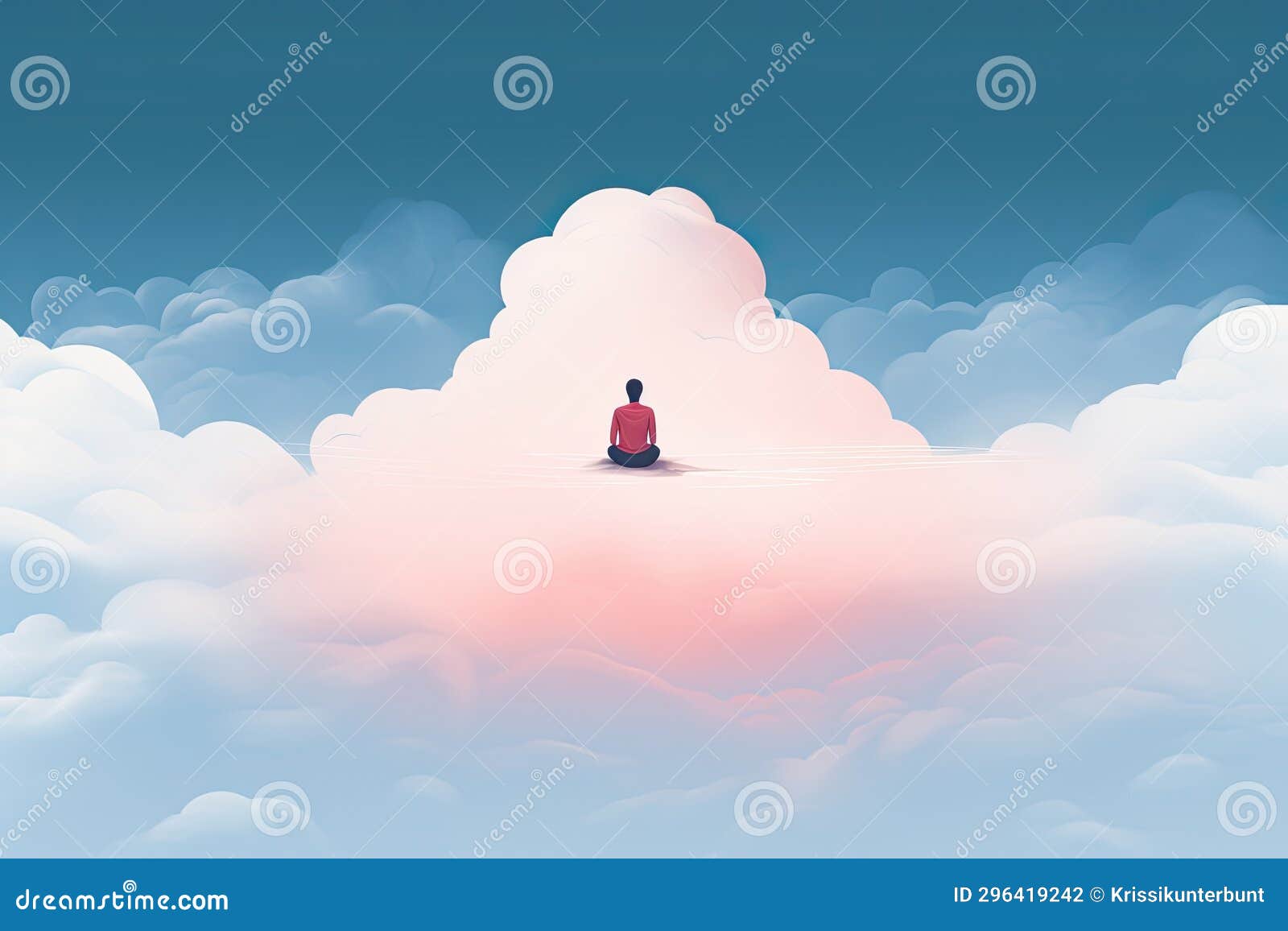 Mediating Person Silhouette On A Bridge By Lake Tropical Palm Landscape ...