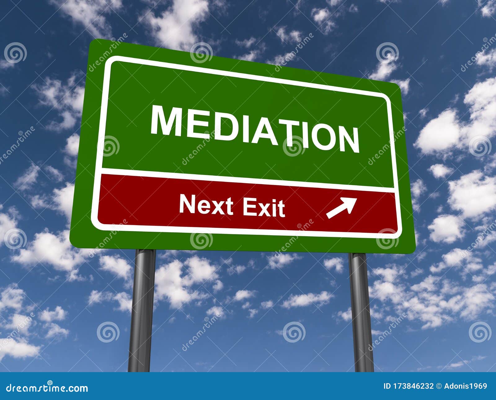 Mediation Next Exit Traffic Sign Stock Illustration - Illustration of ...