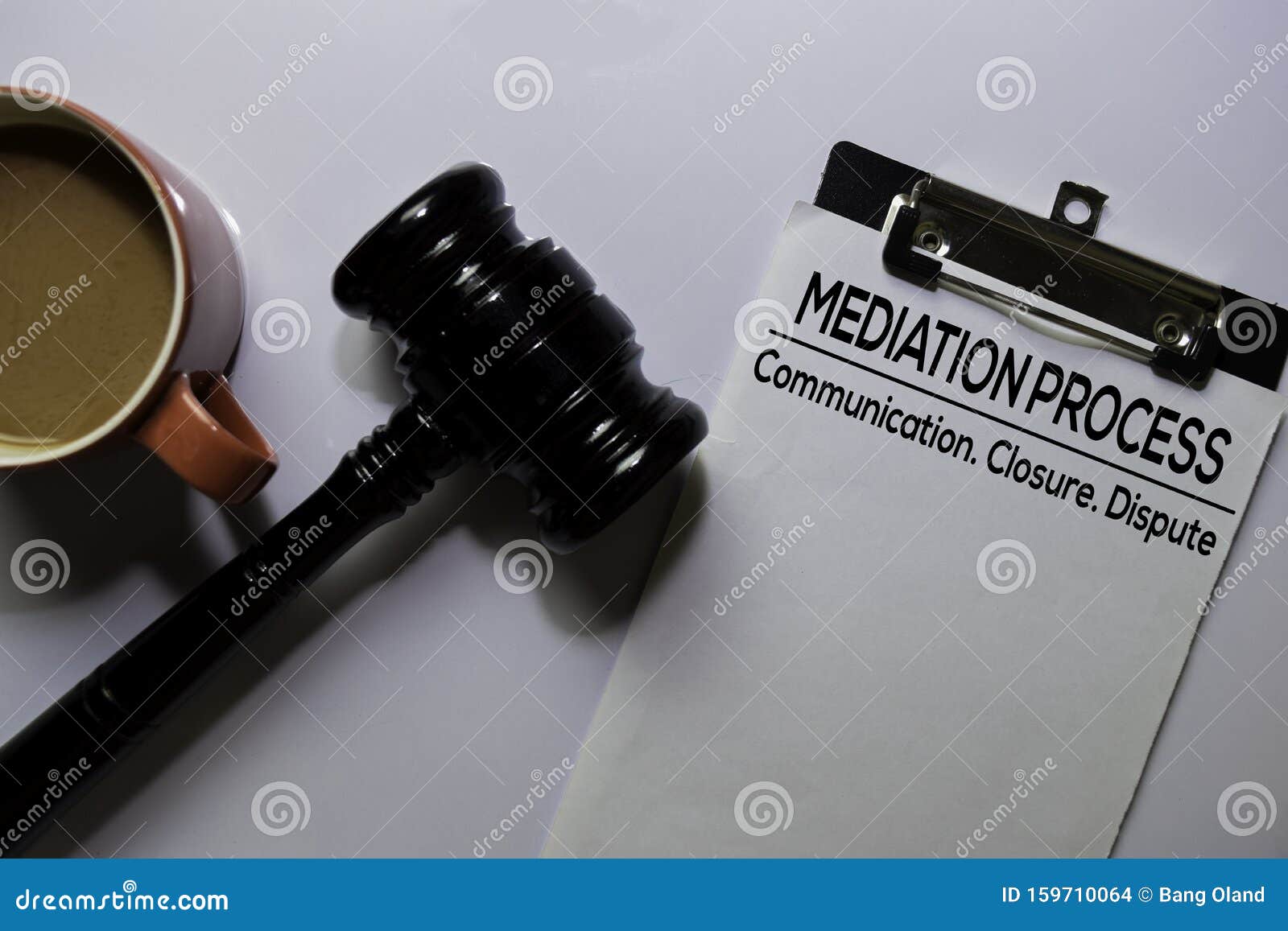 Mediation Process Text on Document and Gavel Isolated on Office Desk ...
