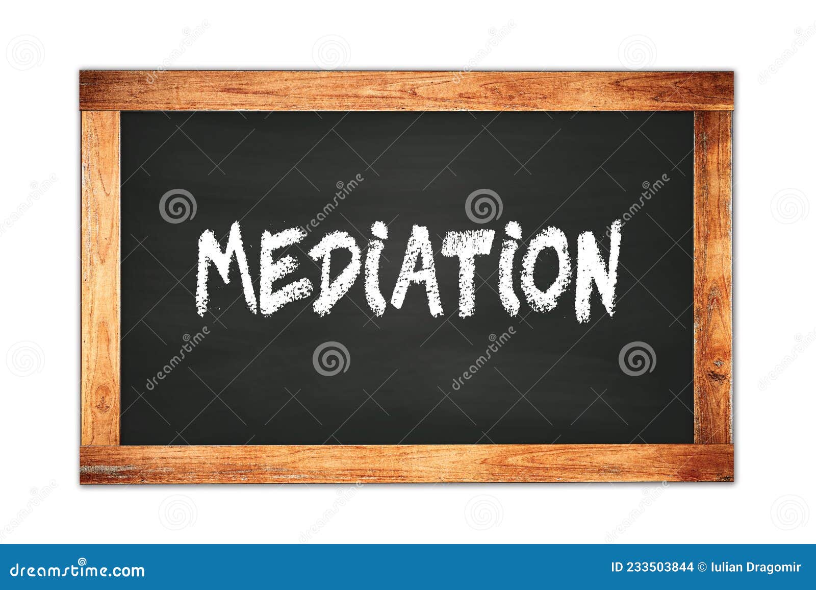 MEDIATION Text Written on Wooden Frame School Blackboard Stock ...