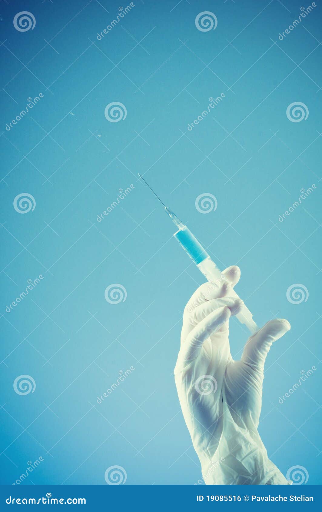 Medic hand with syringe stock photo. Image of cure, clinic - 19085516