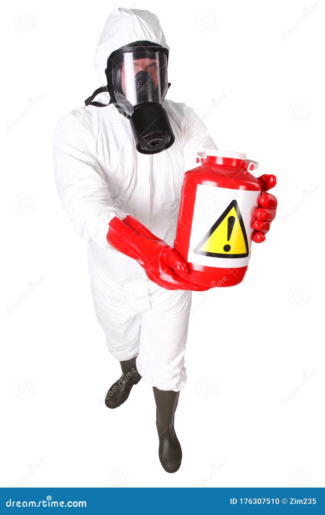 Medic in Hazardous Materials Protective Suit with Red Box for Hazardous ...