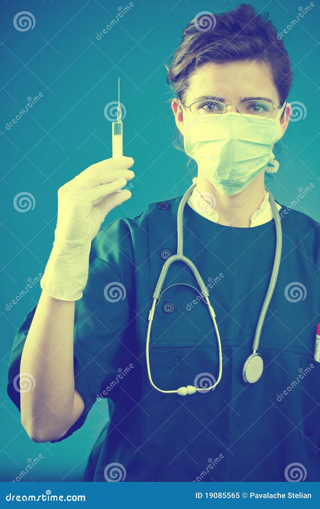 Medic with injection stock image. Image of administer - 19085565