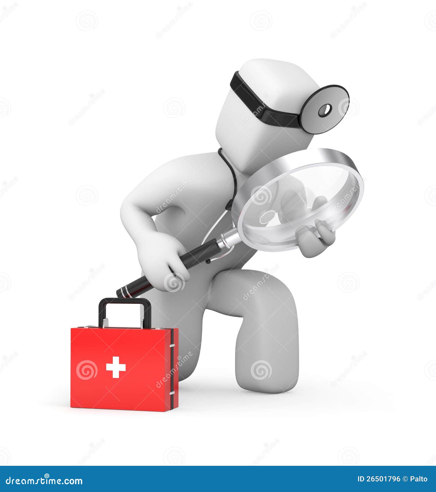 Medic with Magnifying Glass Exploration Something Stock Illustration ...